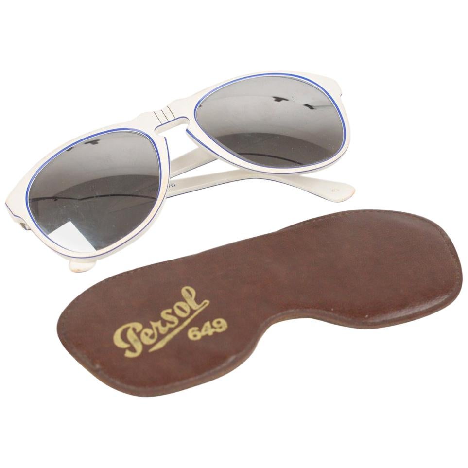Persol Ratti Vintage White Sunglasses Mod. 649/3 Sport Mirrored Lens ...