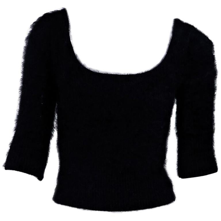 Black Roberto Cavalli Cropped Angora Sweater at 1stDibs