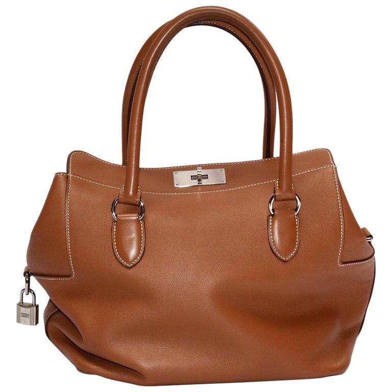Hermes Gold Swift Leather Toolbox Tote For Sale at 1stDibs