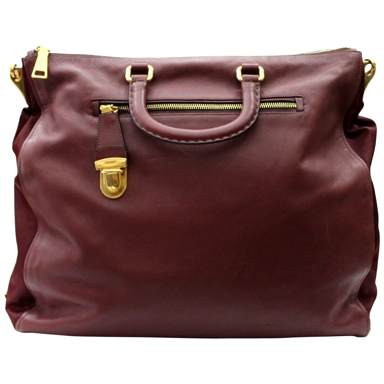 Vintage Prada Handbag Chocolate Brown Leather Shoulder Bag at 1stDibs