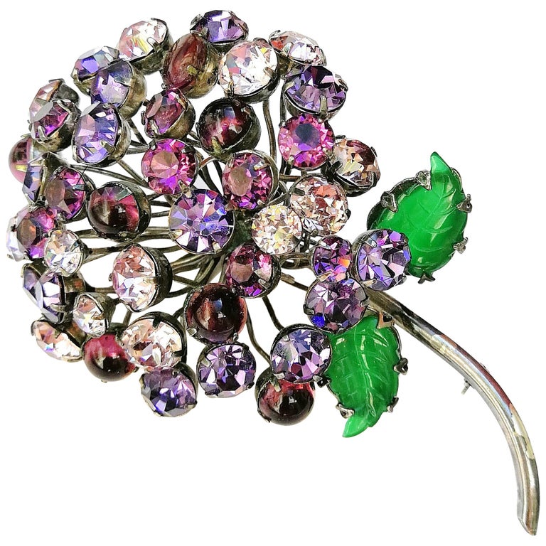 Very large coloured paste cabuchon 'dandelion' brooch, CIS, France ...