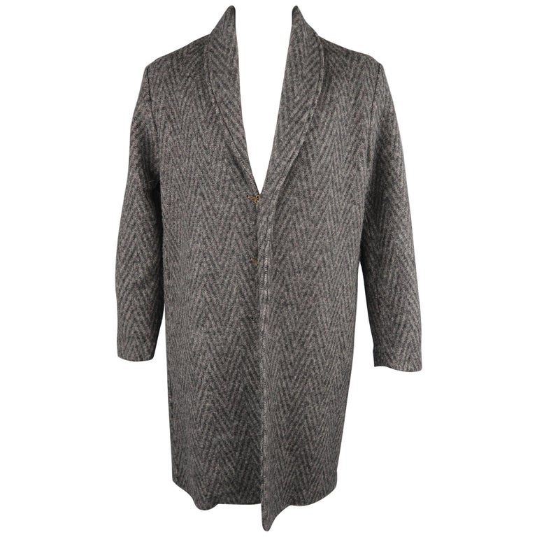 Levi's Made and Crafted Charcoal Gray Chevron Wool Shawl Collar Lapel ...