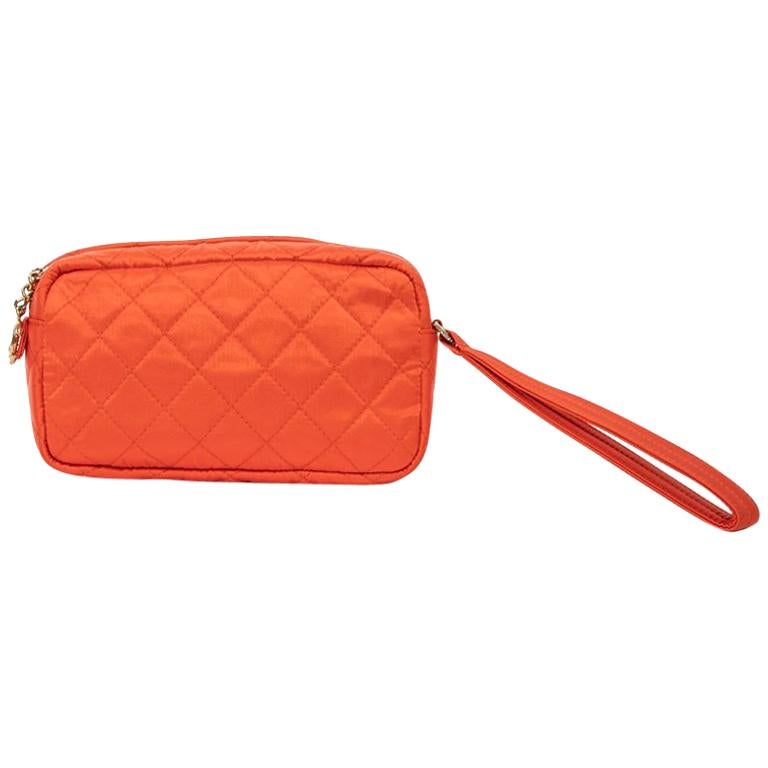 Chanel Orange Satin Clutch at 1stDibs