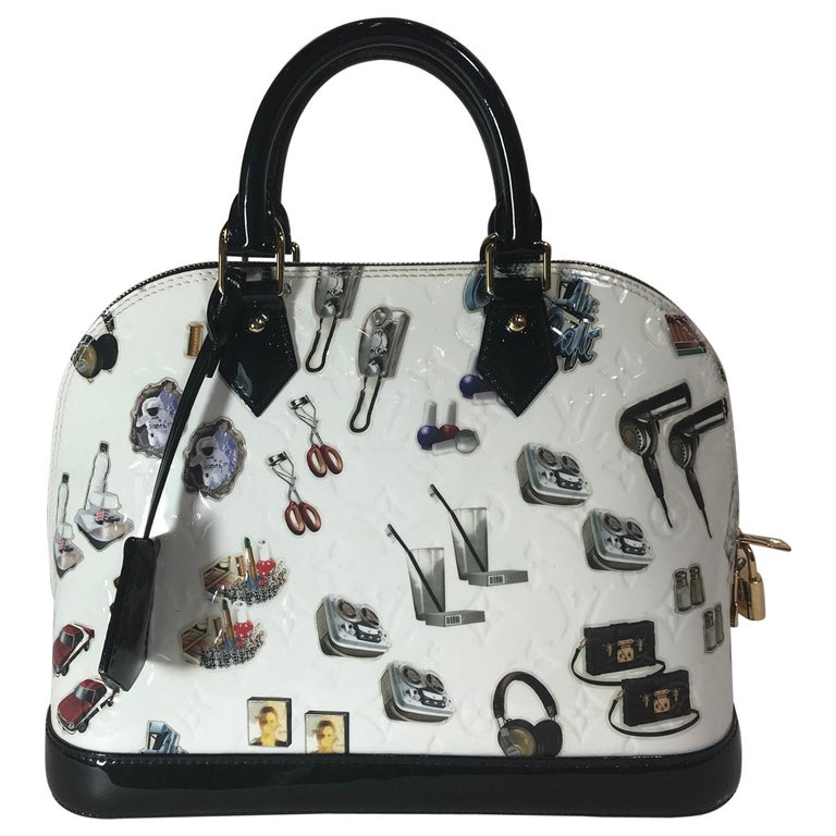 Louis Vuitton White Monogram Vernis and Stickers Alma PM Bag For Sale ...