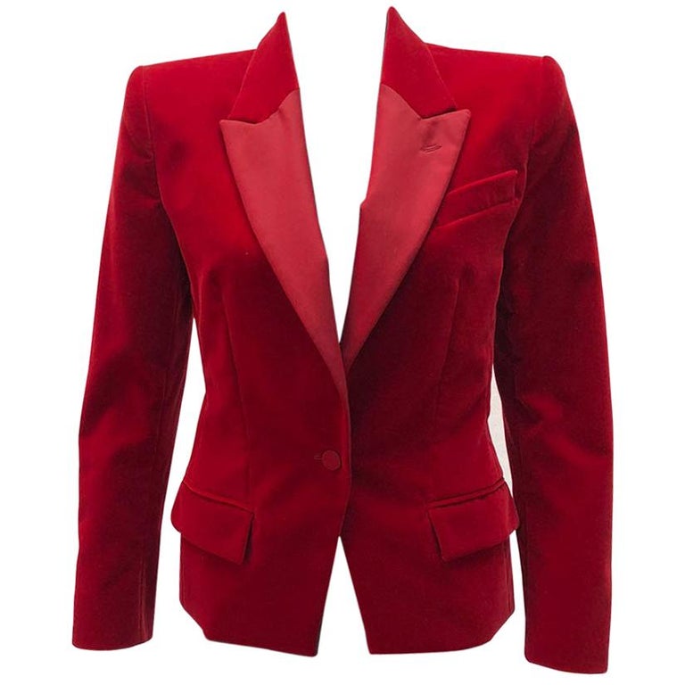 Vintage Yves Saint Laurent Red Velvet Blazer at 1stDibs | saint laurent ...