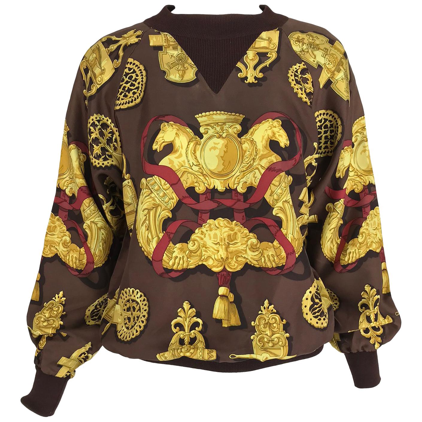 Hermes Ferronnerie Silk Twill Wool Knit Trim Shirt Sweater Caty Latham ...