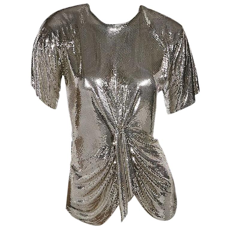 Silver Vintage Ferrara Mesh Party Top For Sale at 1stDibs