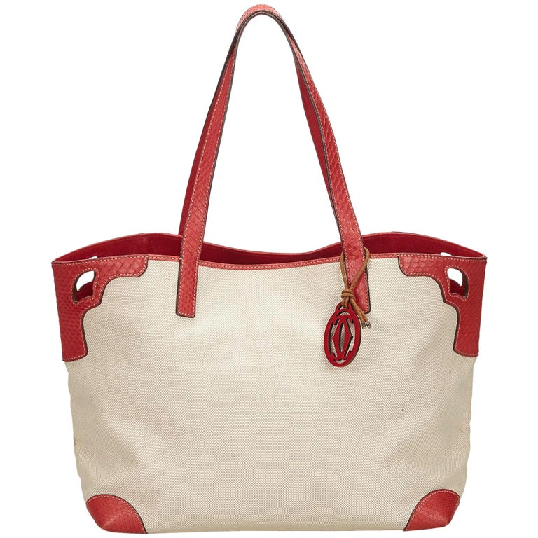 Cartier White x Ivory x Red Canvas Marcello de Cartier Tote at 1stDibs