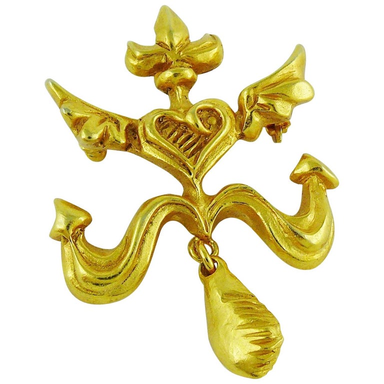 Christian Lacroix Vintage Devil Heart Fire Brooch at 1stDibs