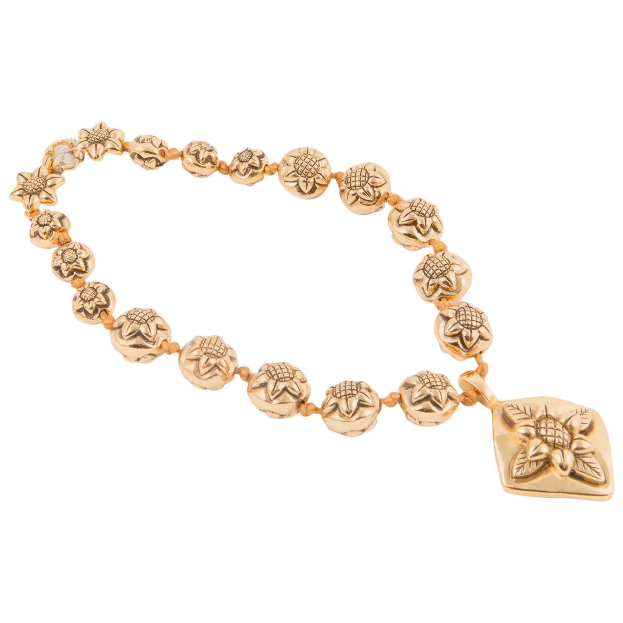 Escada Gold Tone Sautoir Necklace For Sale at 1stDibs