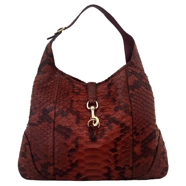 Gucci Jackie O Burgundy Python Leather Hobo Bag at 1stDibs | jackie ...