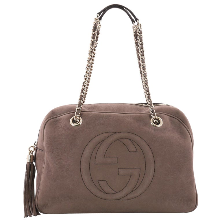Gucci Soho Chain Zipped Shoulder Bag Nubuck Medium at 1stDibs