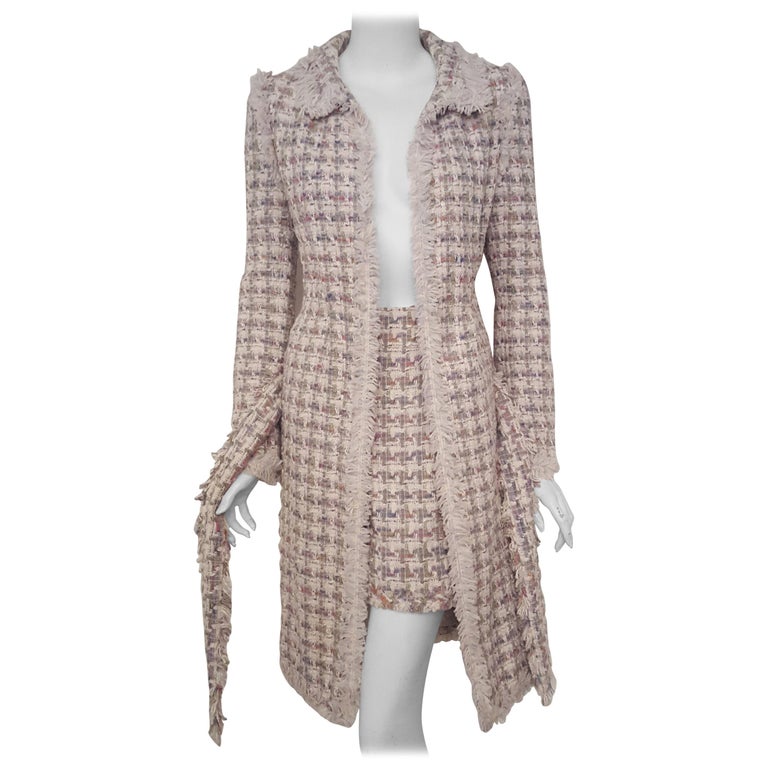 Chanel Multi Color Signature Fringed Fantasy Tweed Spring 2004 Belted ...