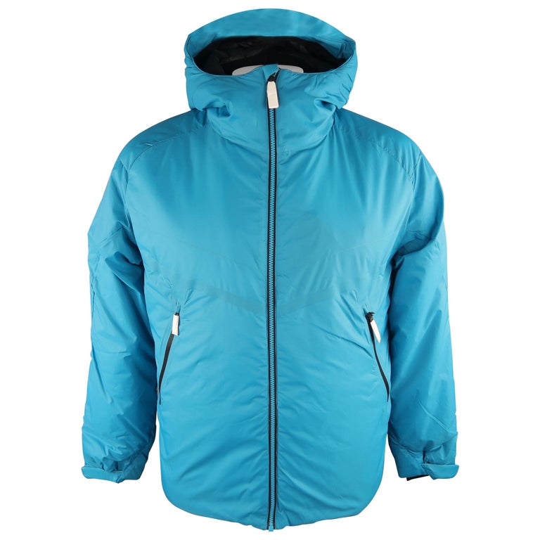 KJUS 42 Aqua Solid Polyamide Hooded Coat Jacket For Sale at 1stDibs