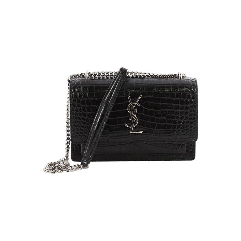 Saint Laurent Sunset Chain Wallet Crocodile Embossed Leather at 1stDibs