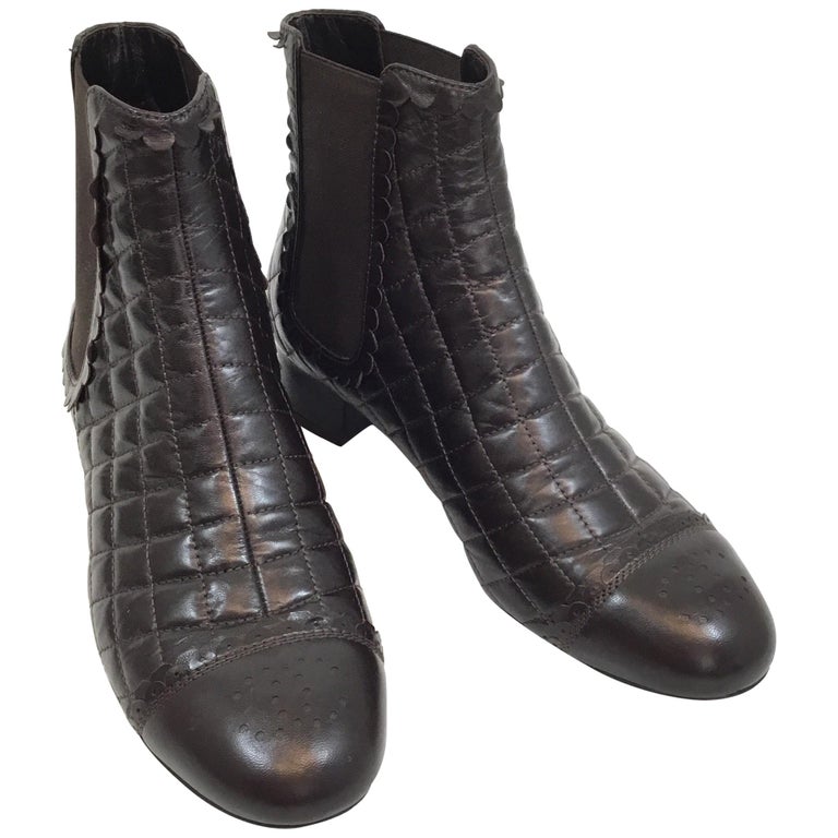 Chanel Quilted Leather Booties, 38 at 1stDibs | chanel quilted booties ...