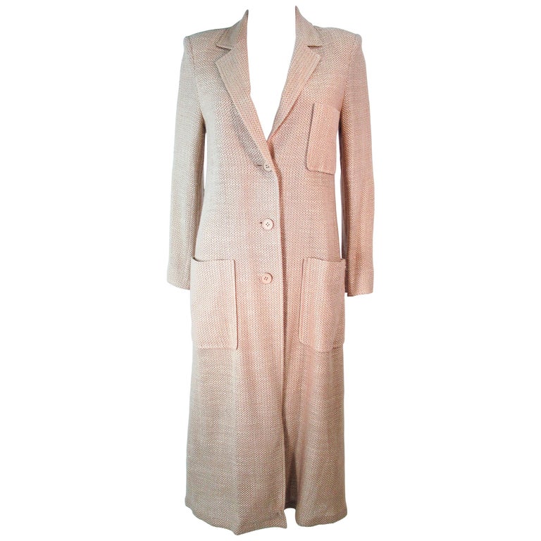 VALENTINO Vintage 1970's Beige and Tan Tweed Long Coat Size 10 at 1stDibs