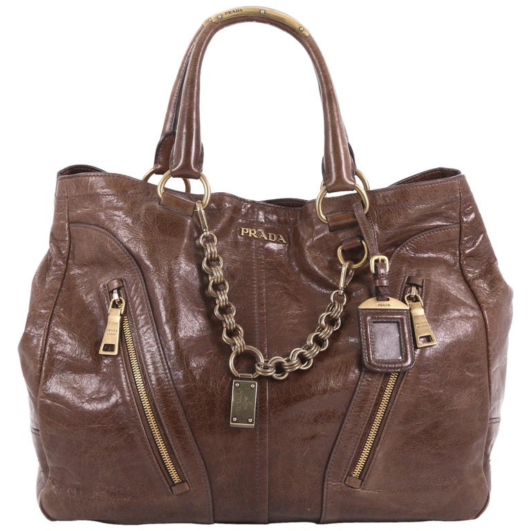 Prada Chain Link Tote Vitello Shine Large at 1stDibs