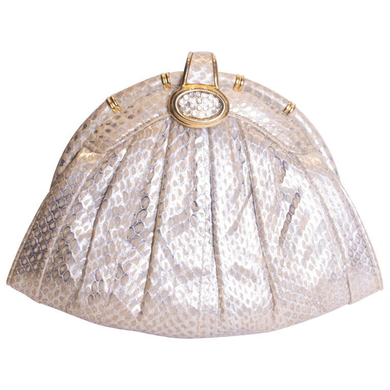Vintage Silver Snakeskin Bag at 1stDibs