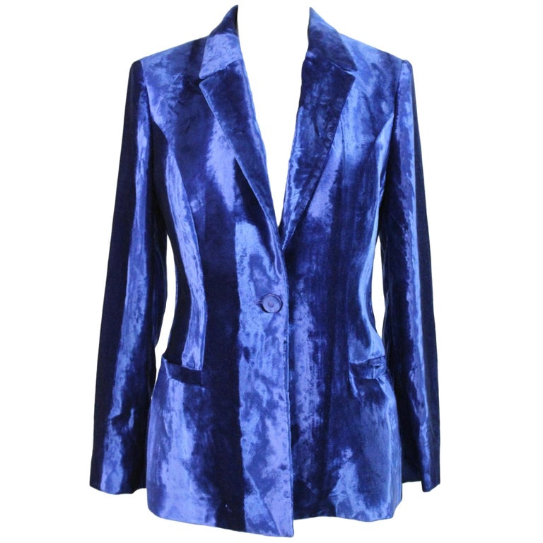 Gianni Versace Jacket Tuxedo Velvet Cotton Vintage Blue, 1990s at ...