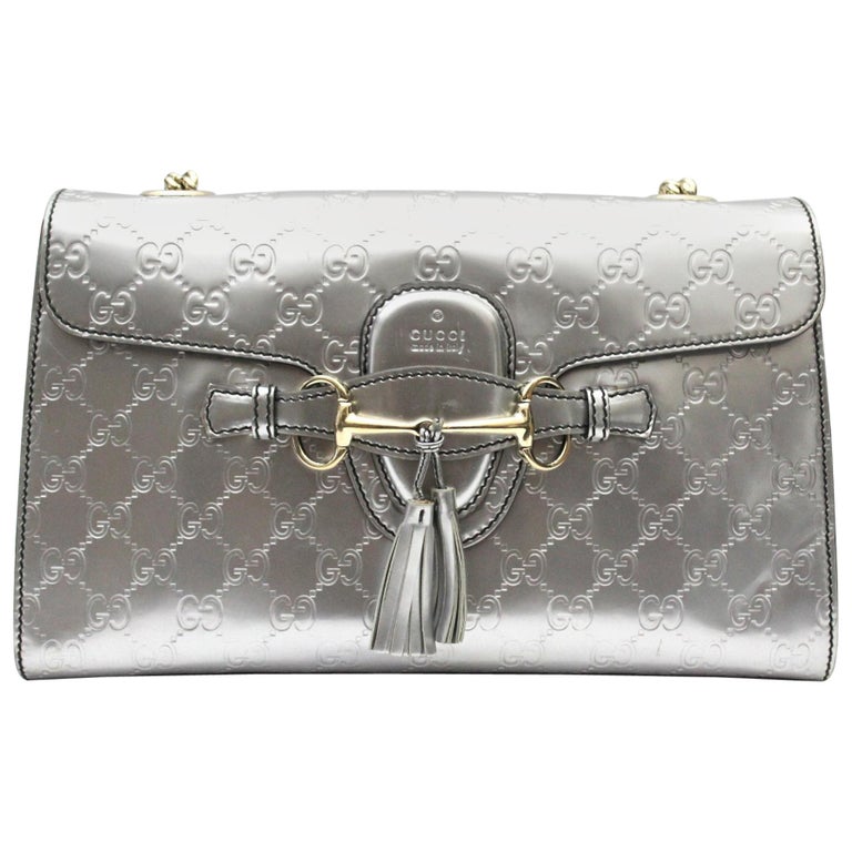 Gucci Metallic Guccissima Leather Emily Chain Shoulder Bag at 1stDibs