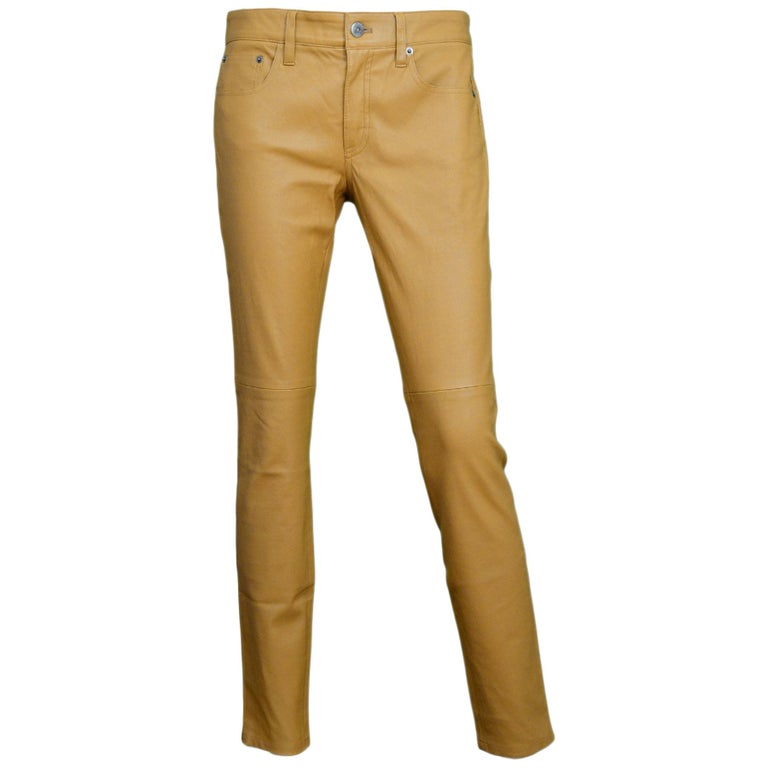 Ralph Lauren Purple Label Nwt Nude Leather Skinny Slacks Pants Sz 6 For Sale At 1stdibs Nude