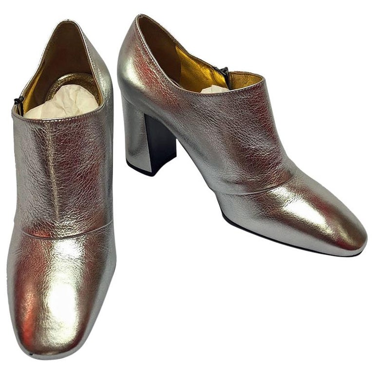 Bottega Veneta Silver Ankle Boot For Sale at 1stDibs