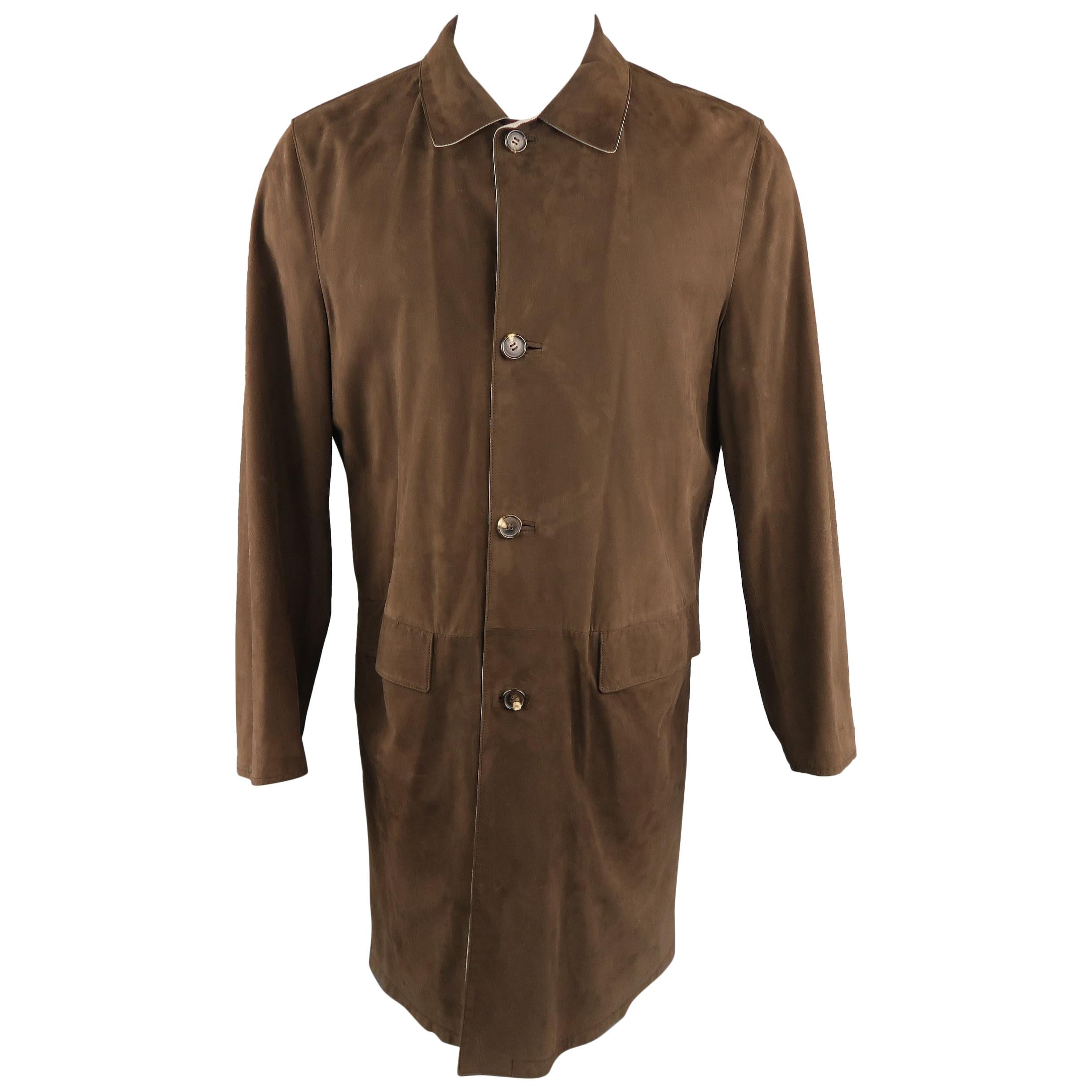 KITON 40 Brown Solid Suede Reversible Coat at 1stDibs | kiton raincoat