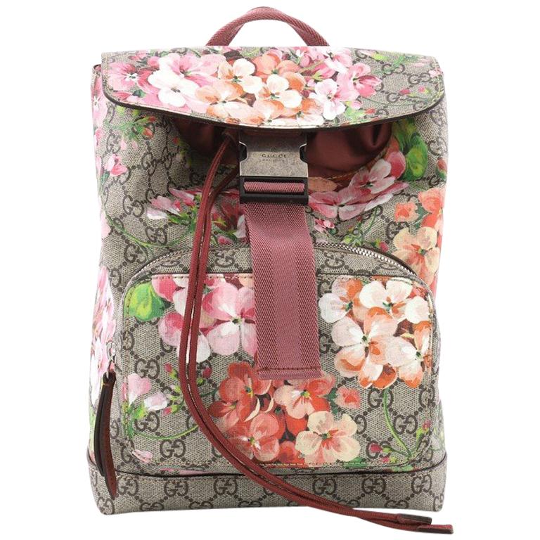 Gucci Buckle Backpack Blooms Print GG Coated Canvas Small at 1stDibs