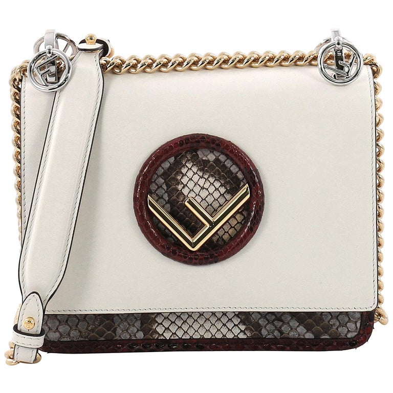 Fendi Kan I F Shoulder Bag Leather and Python Small at 1stDibs