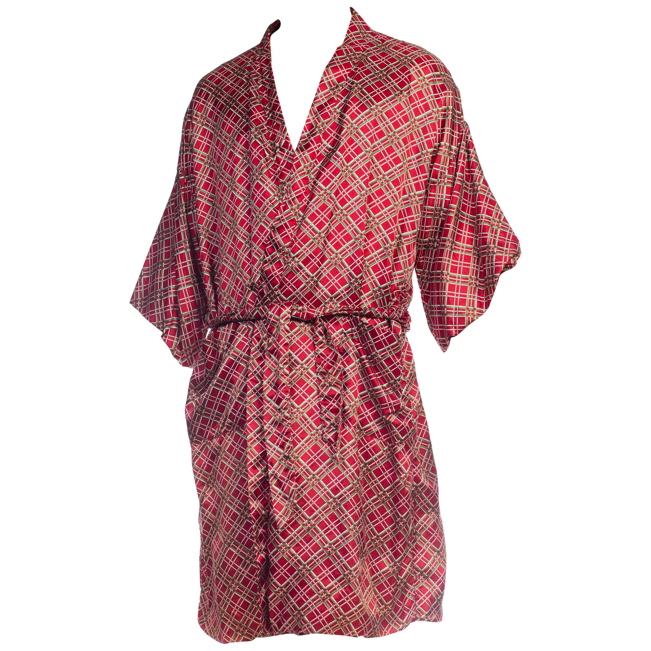 Mens Silky Plaid Robe 1960 at 1stDibs