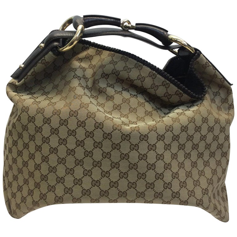 Gucci Large Logo Fabric Ring Handbag For Sale at 1stDibs