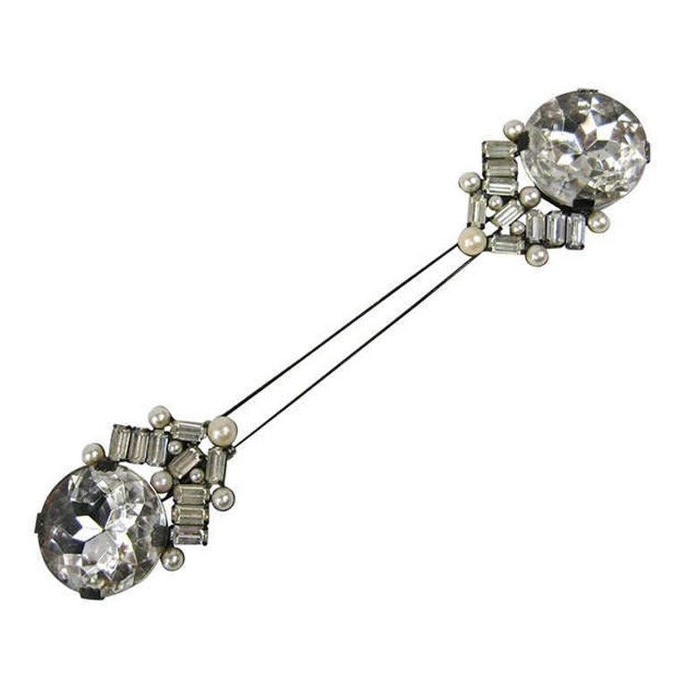 Rhinestone Hat Coat Pin, 1940s Oversized For Sale at 1stDibs