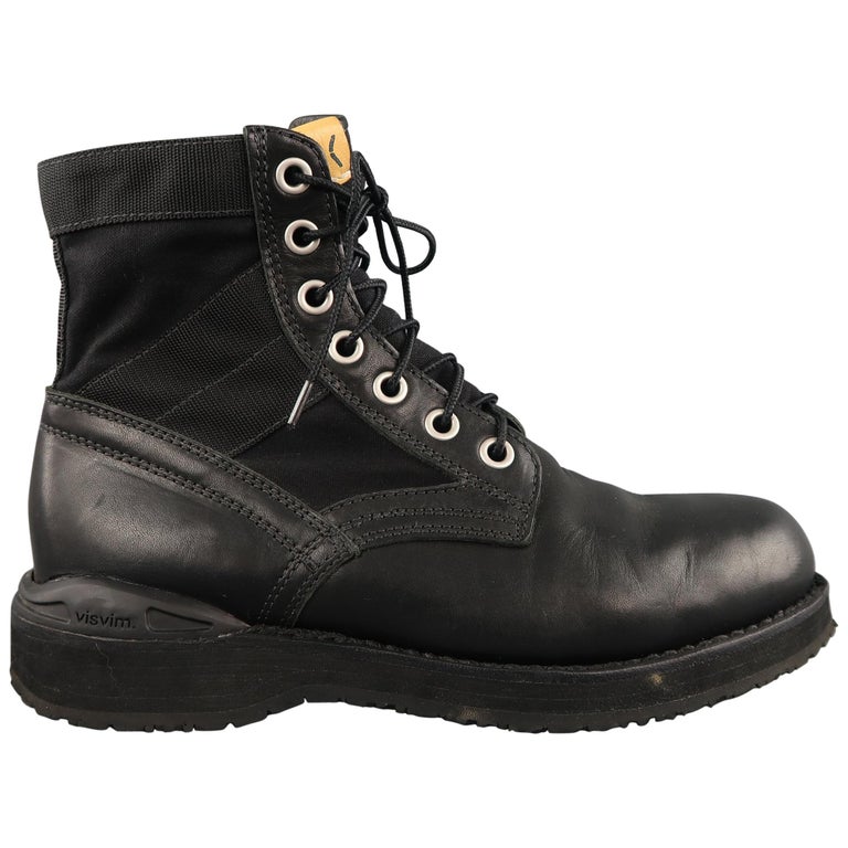 VISVIM 7 Hole 73' Folk Veggie Size 9 Black Solid Leather Boots at ...