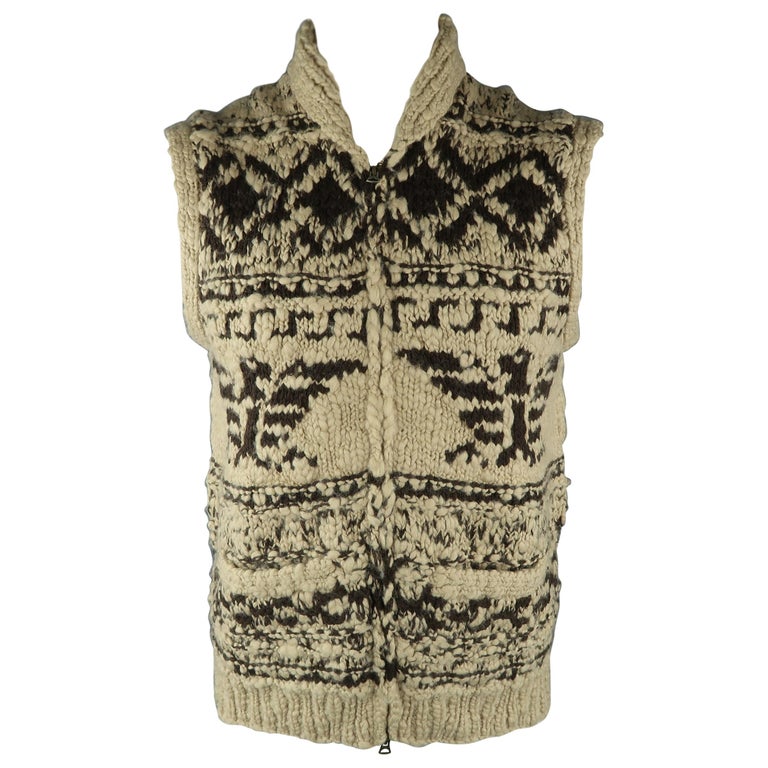 RRL by RALPH LAUREN M Khaki Hand Knit Wool Vest Sweater at 1stDibs ...