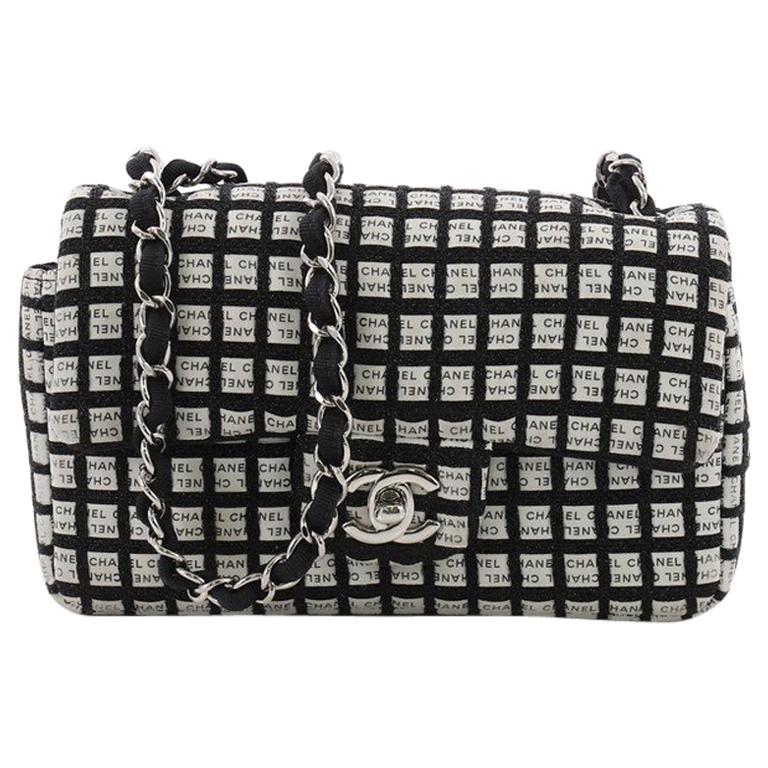 Chanel Classic Single Flap Bag Printed Canvas with Ribbon Tweed Small ...