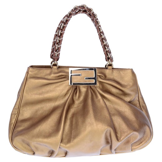 Fendi Gold Black Leather Mini Evening Shoulder Flap Bag For Sale at 1stDibs