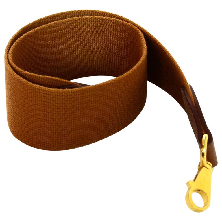 Hermes Tan Leather/Canvas Toile Amazon Strap w. Goldtone Hardware for ...
