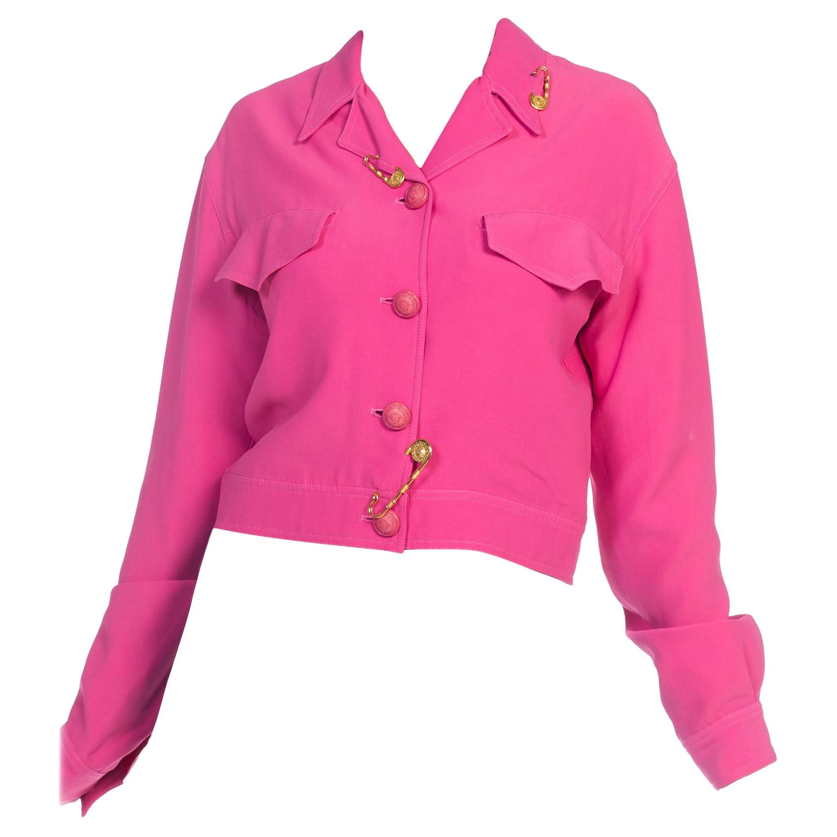 1990s Gianni Versace Hot Pink Punk Safety Pin Collection Jacket at ...