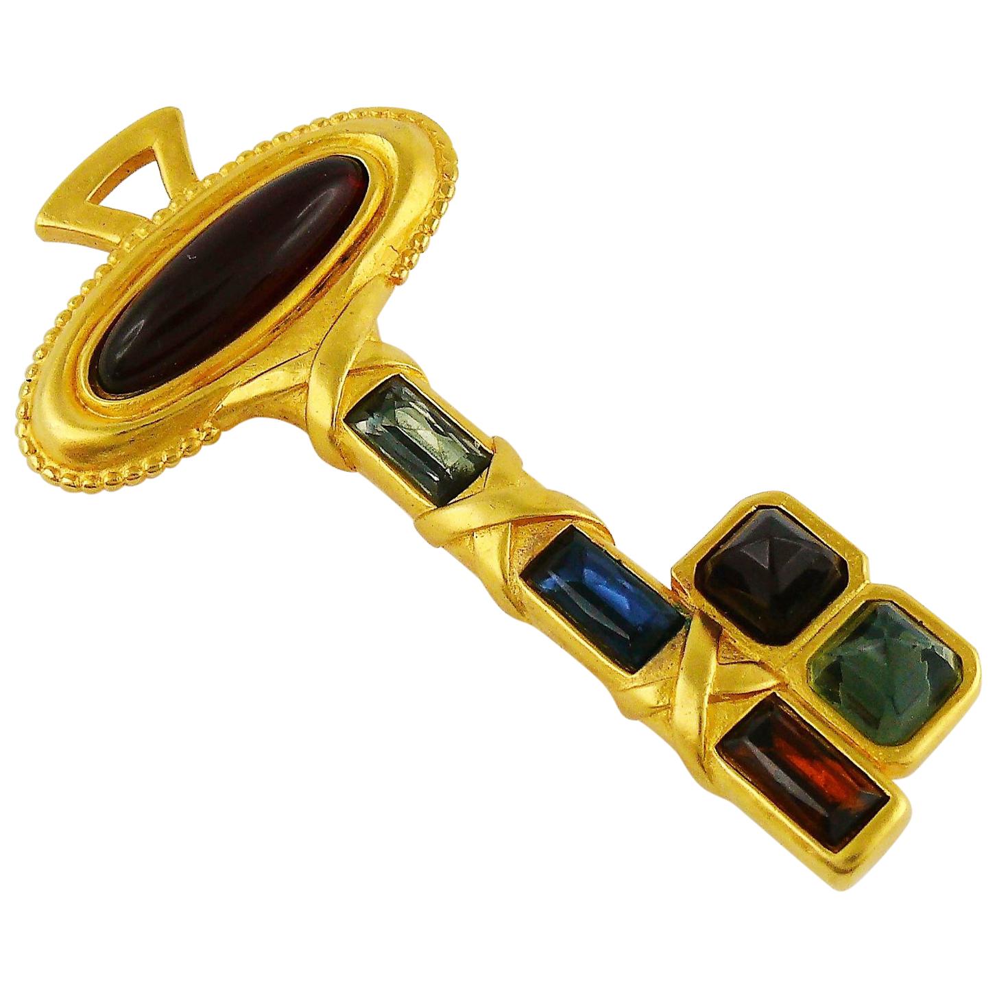 Karl Lagerfeld Vintage Jewelled Key Brooch at 1stDibs