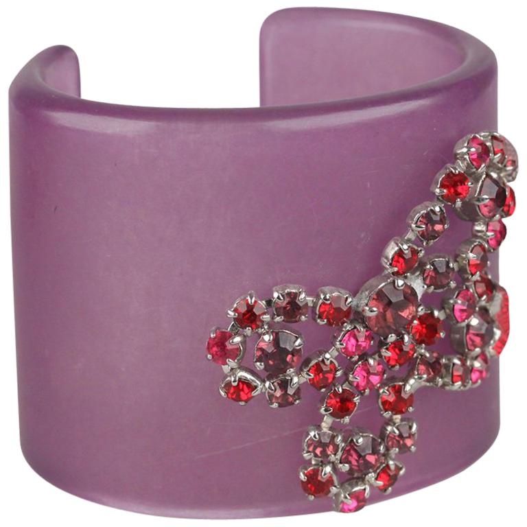 De Liguoro Vintage Haute Couture Purple Acrylic Resin Cuff Bracelet For ...