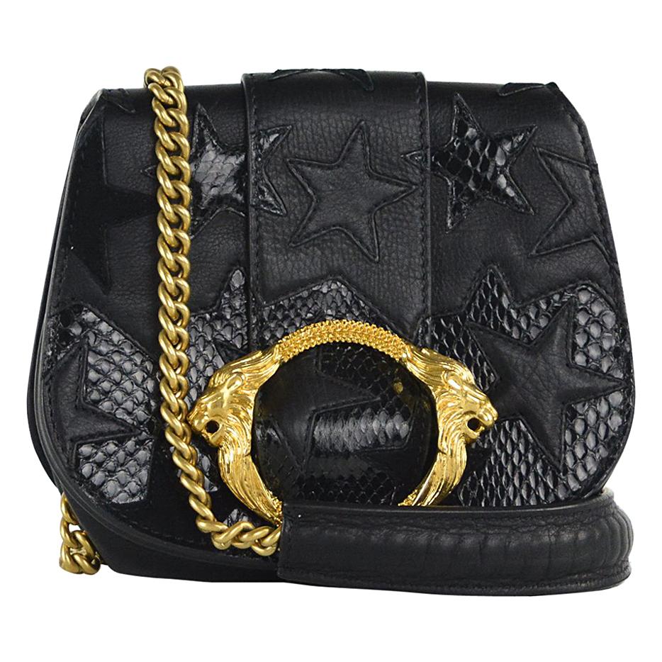 Roberto Cavalli Women's Black Leather Snakeskin Star Mini Shoulder Bag ...