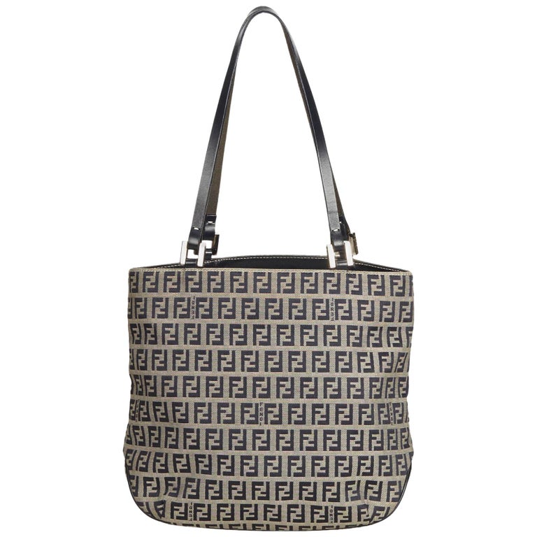Fendi Gray x Light Gray x Blue x Dark Blue Zucchino Canvas Tote Bag For ...