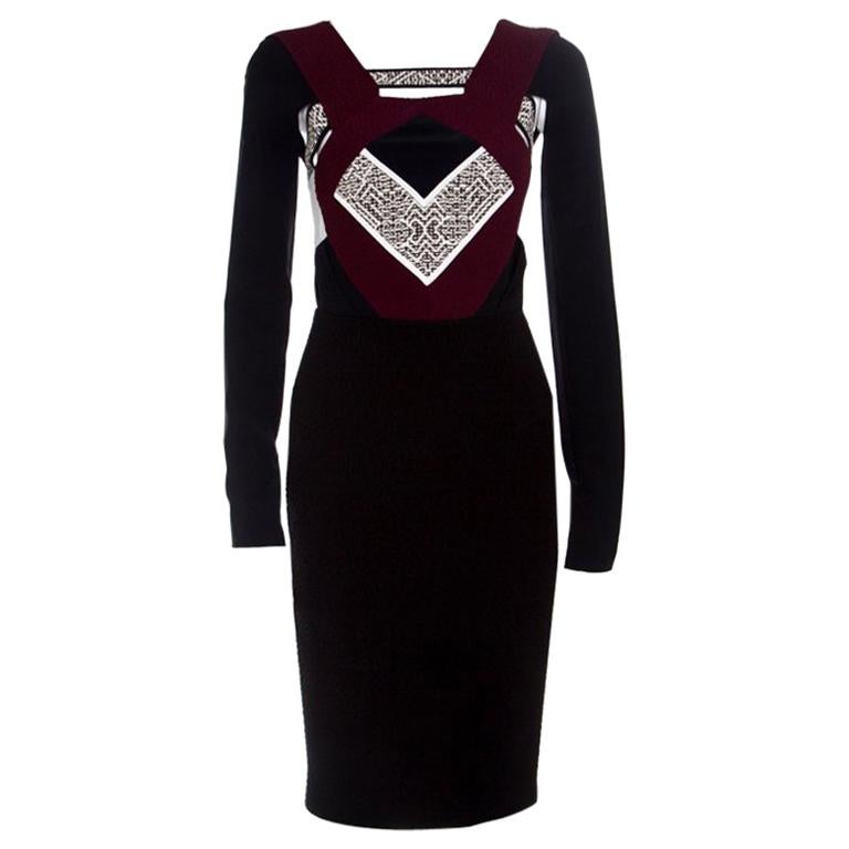 Roland Mouret Colorblock Jacquard Cutout Long Sleeve Shapur Dress S For ...