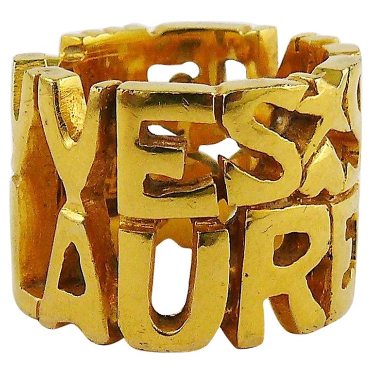 Yves Saint Laurent YSL Vintage Gold Toned Ring at 1stDibs