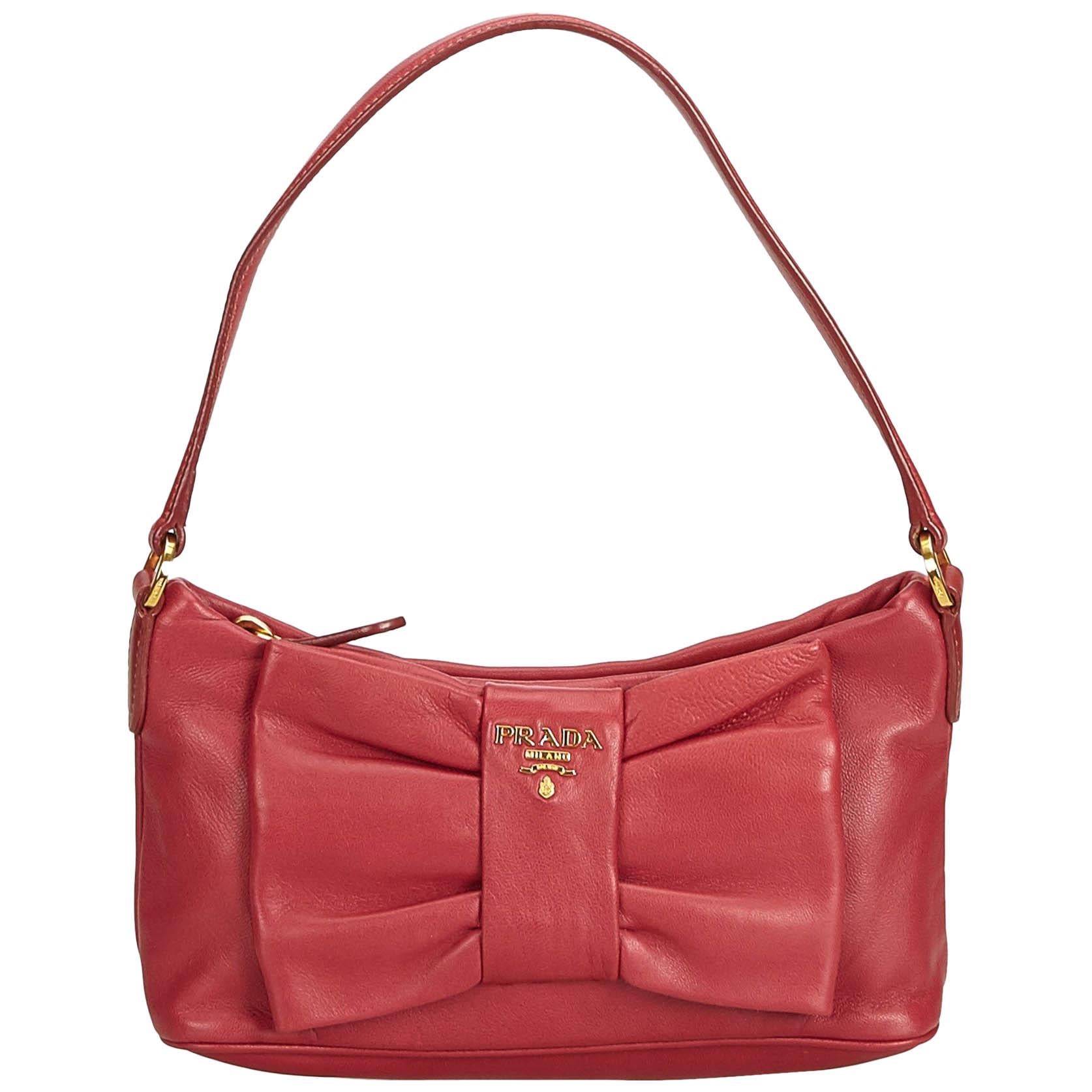 Prada Pink Leather Bow Baguette at 1stDibs