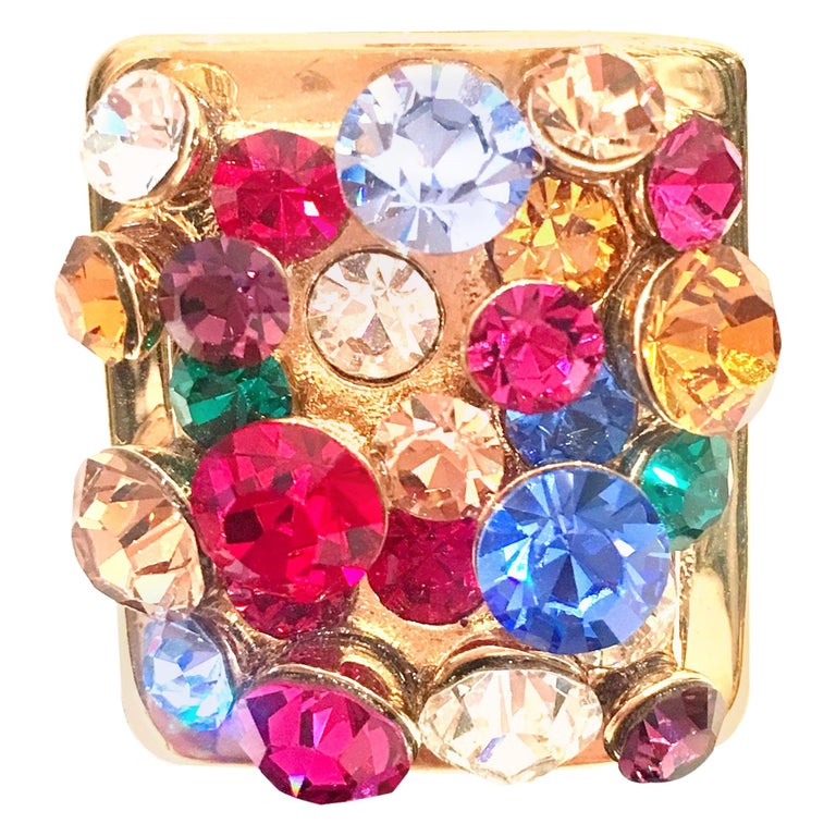 21st Century Monumental Gold and Swarovski Crystal Cocktail Ring By ...