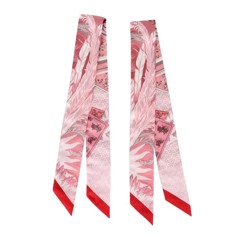 Hermes Twilly Cheval Phoenix Pink Colour Way Set of 2 For Sale at ...