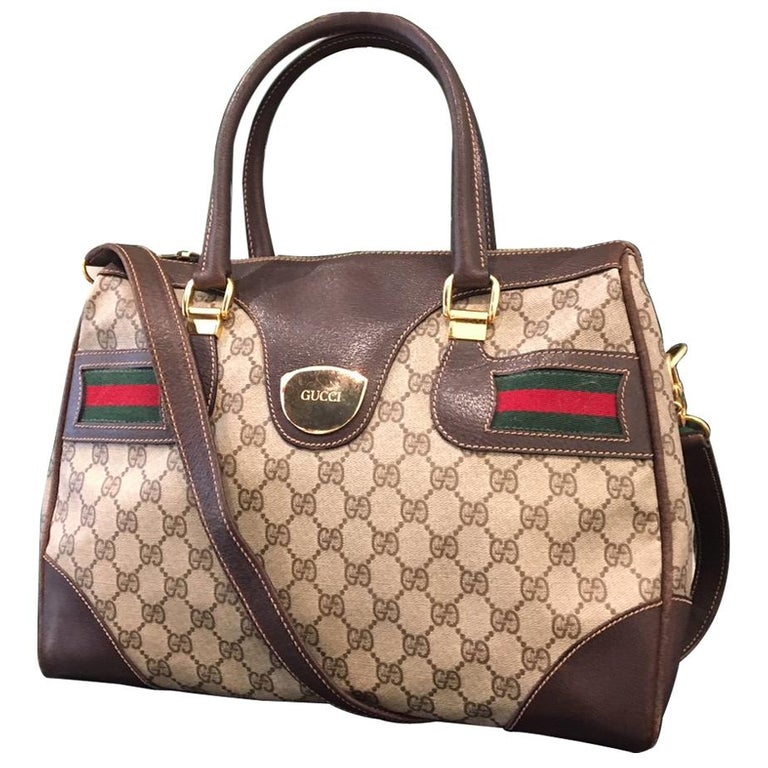 Gucci Classic SIgnature "GG" Monogram Handbag For Sale at 1stDibs ...