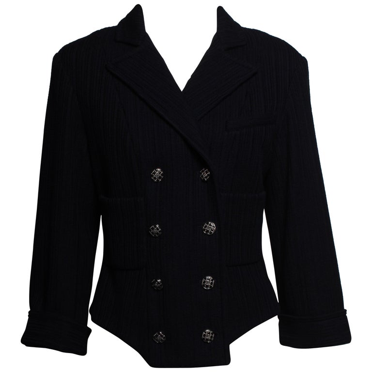 CHANEL 2013 Spring Summer Navy Cropped Jacket at 1stDibs